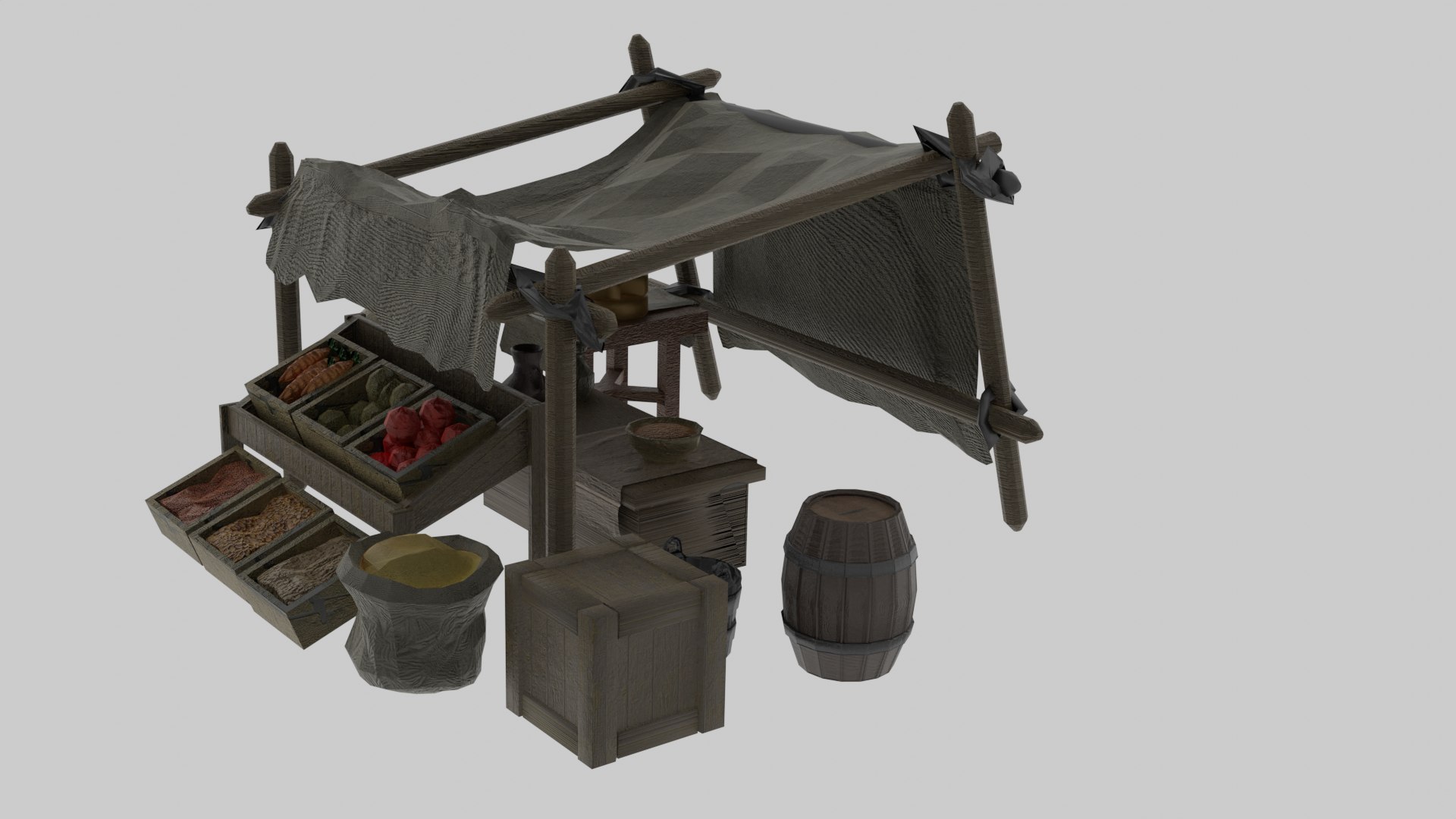 3D Low Poly Medieval Market - TurboSquid 2080982