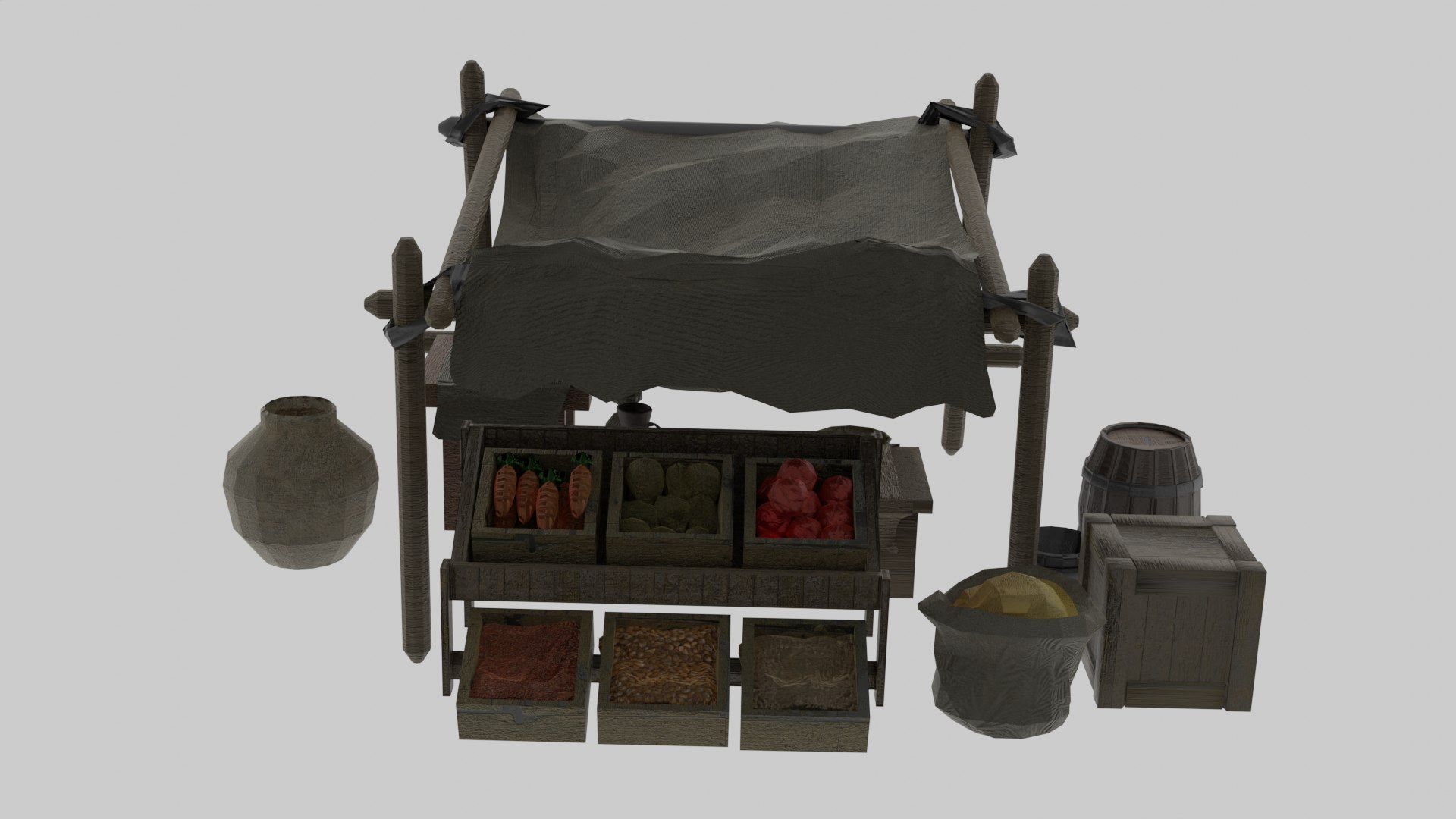 3D Low Poly Medieval Market - TurboSquid 2080982
