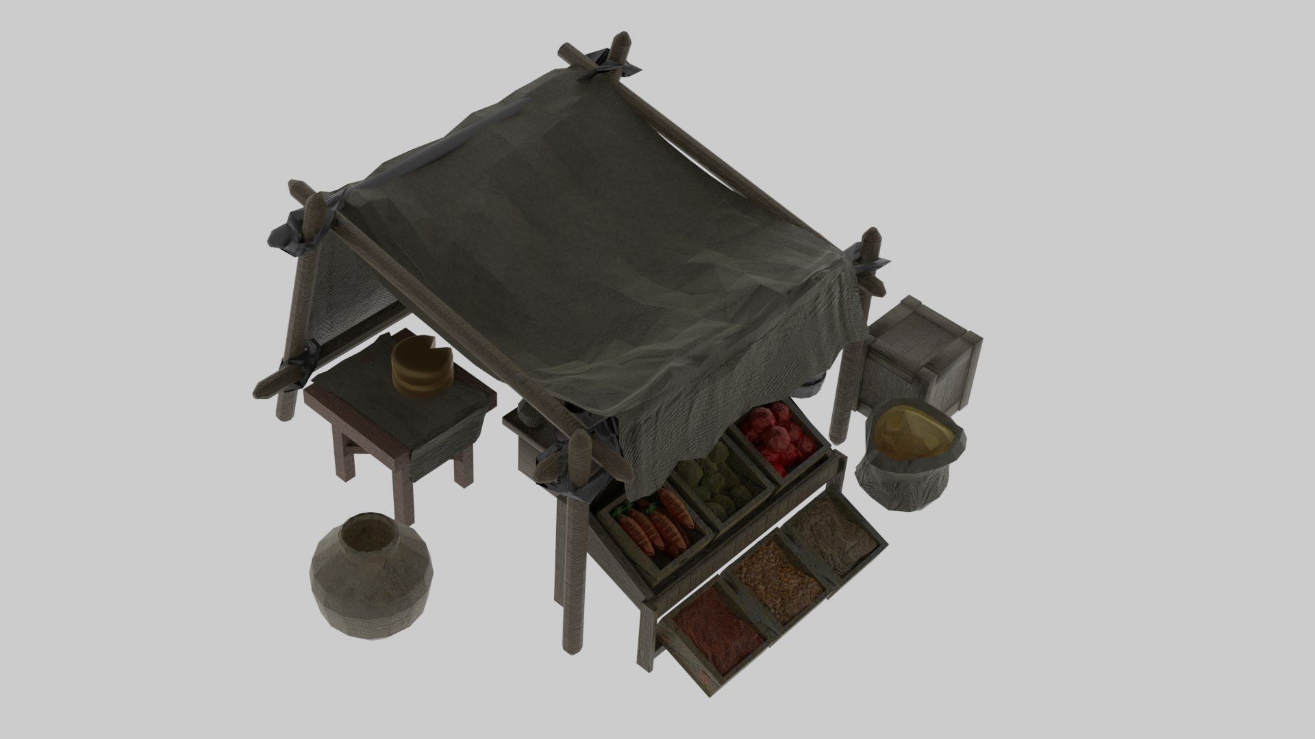 3D Low Poly Medieval Market - TurboSquid 2080982