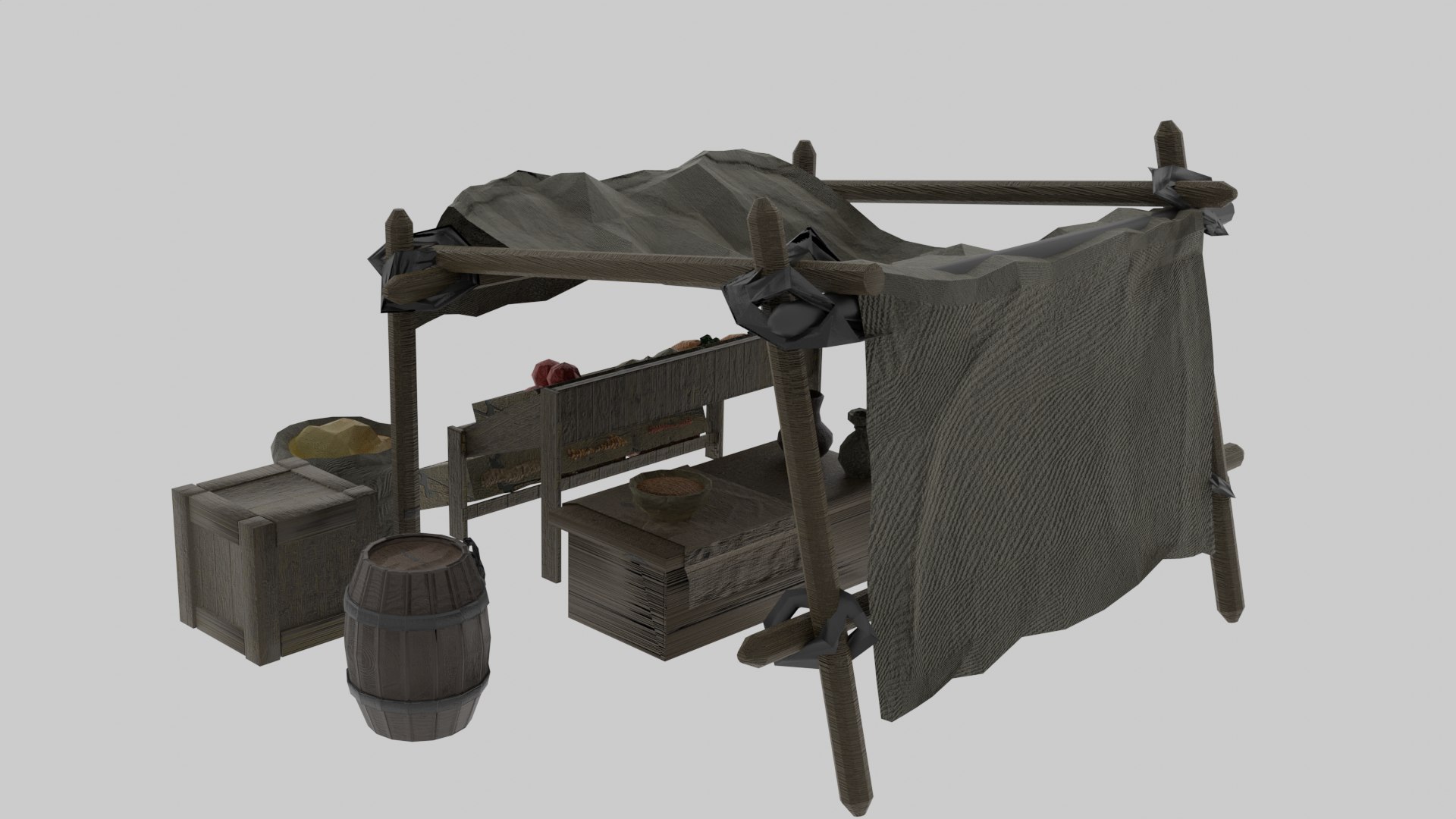 3D Low Poly Medieval Market - TurboSquid 2080982