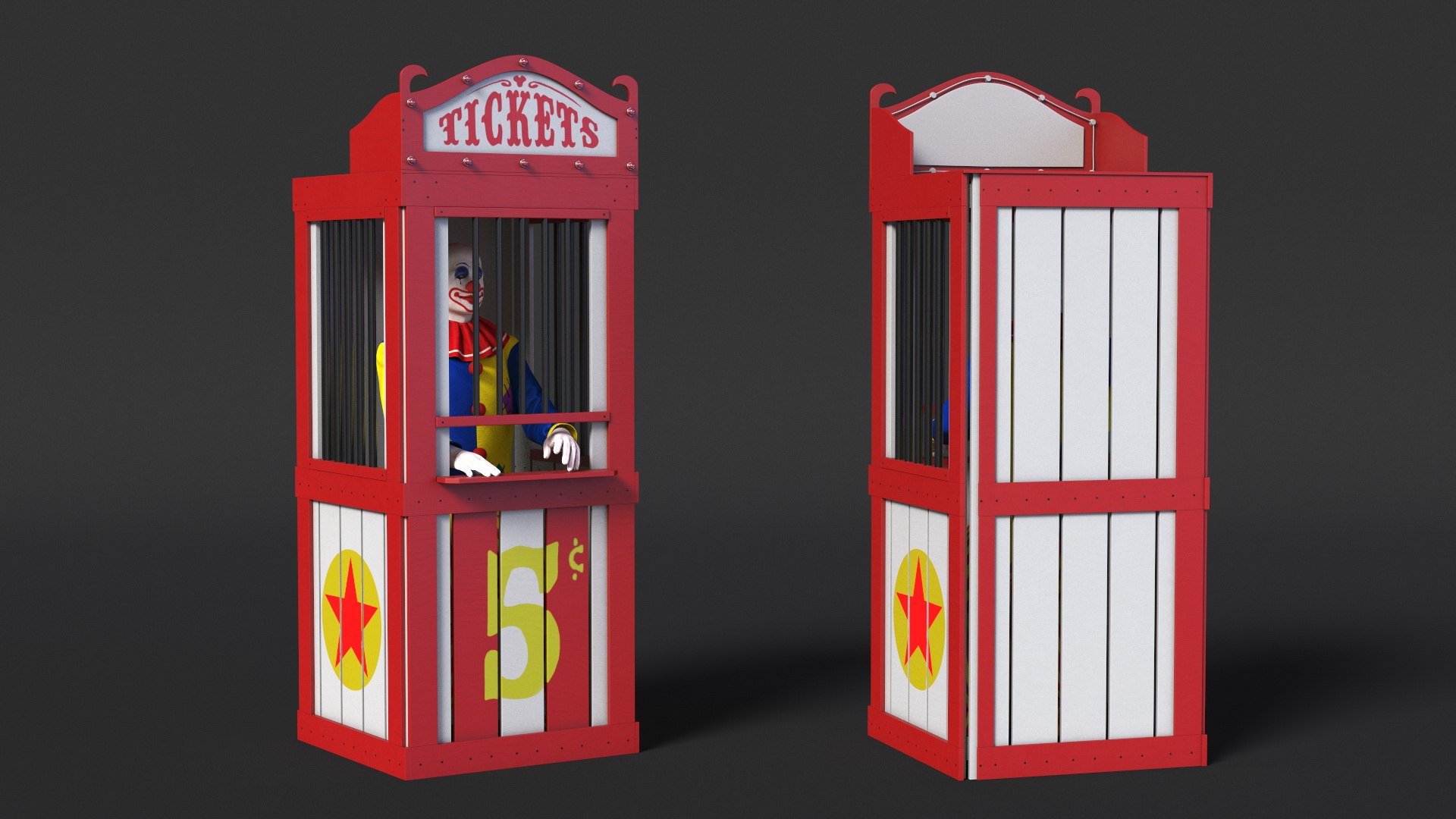 Circus Ticket Booth With Clown 3D Model - TurboSquid 2292982