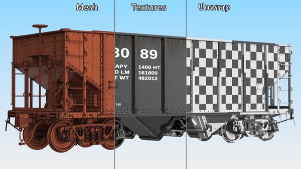 modelo 3d Tolva cuádruple de ferrocarril - TurboSquid 2152620