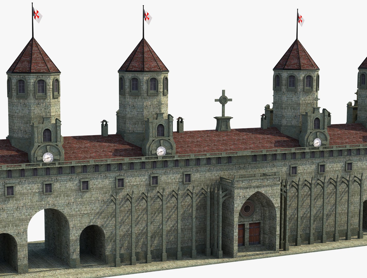 3D Castle Wall Gate - TurboSquid 1691586