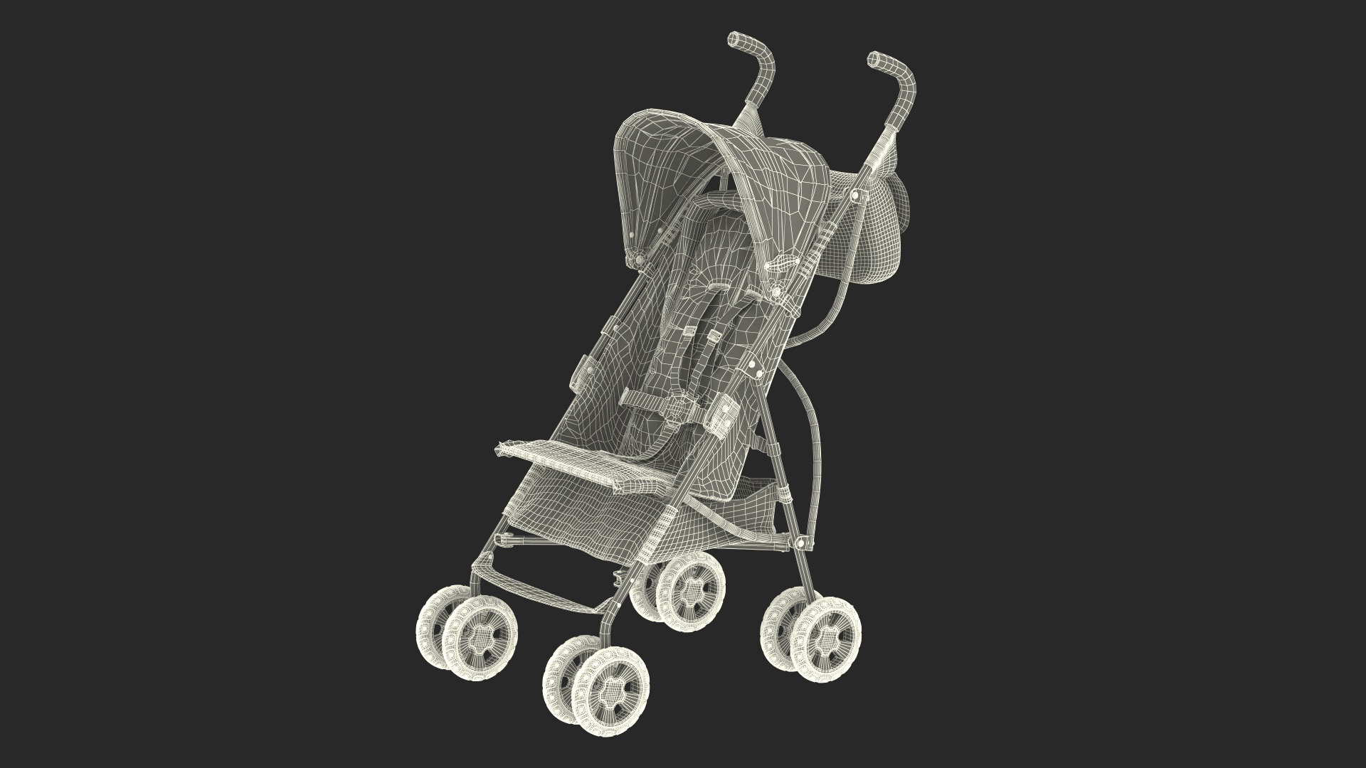 3D Model Compact Baby Stroller With Bag - TurboSquid 2144502