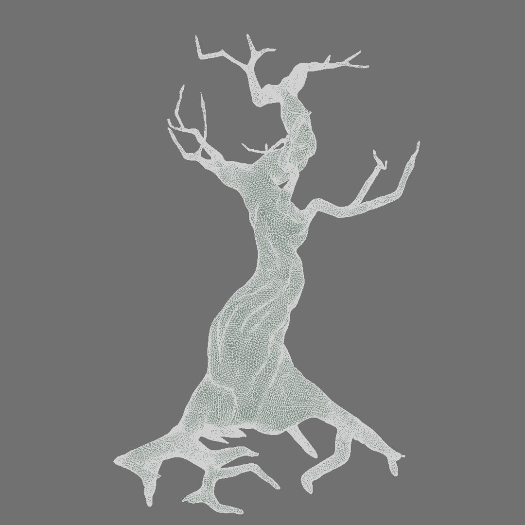 Crooked Mossy Tree 3d Model