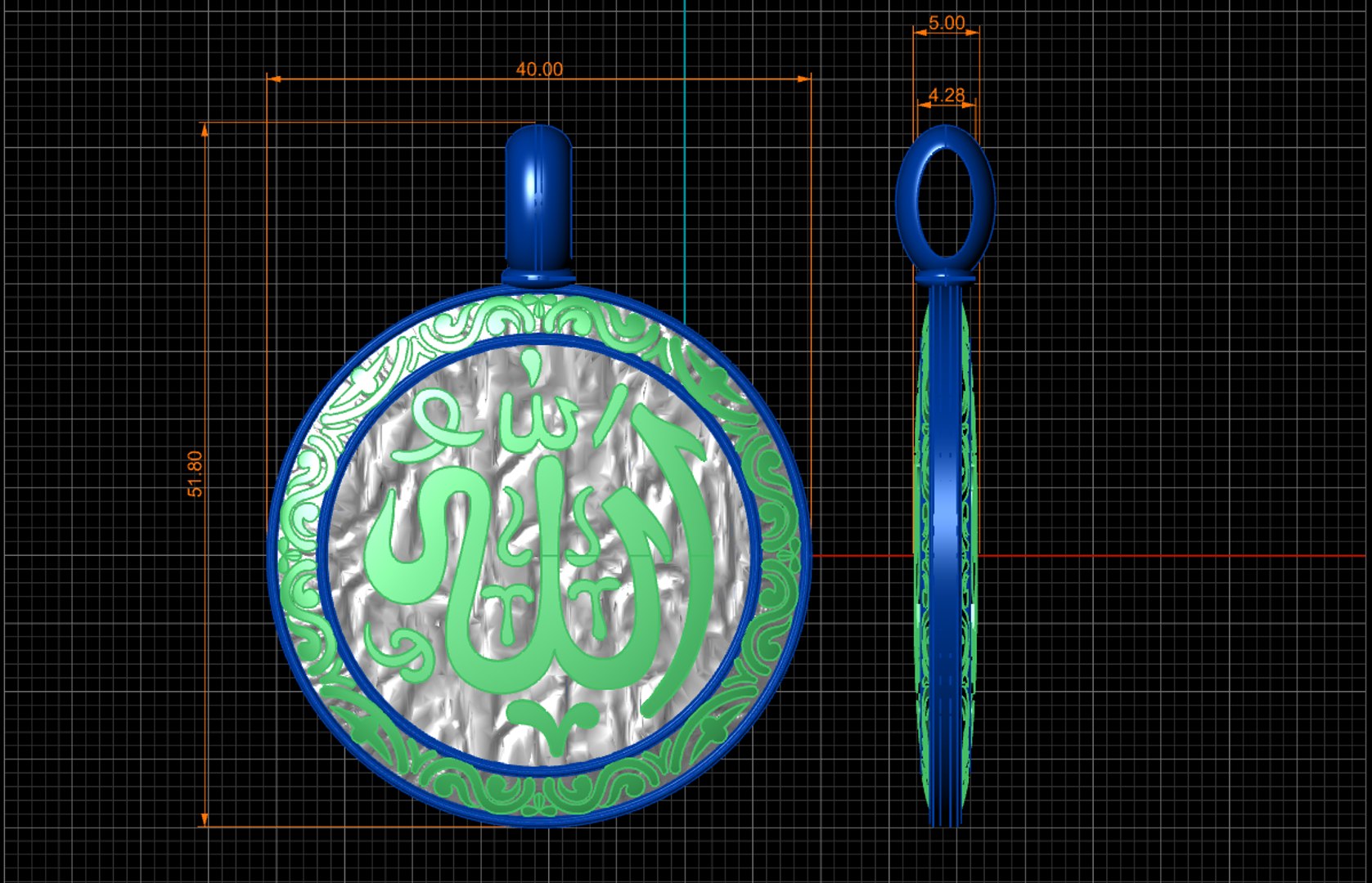 3D Allah Is Great Pendant Cnc Or Print - TurboSquid 2024277