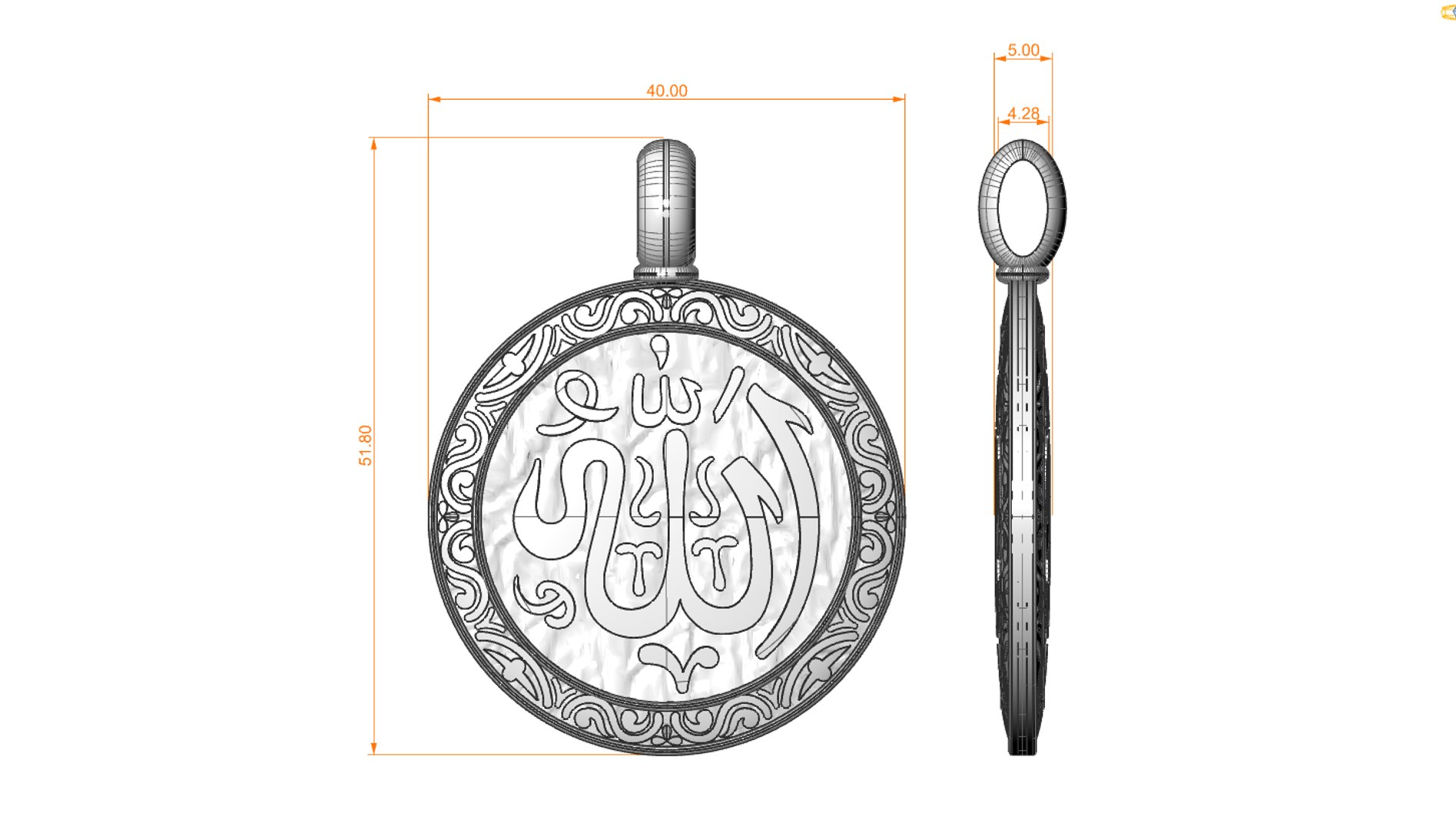 3D Allah Is Great Pendant Cnc Or Print - TurboSquid 2024277