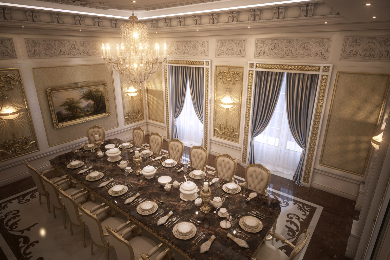 Realistic living dining room model - TurboSquid 1266344