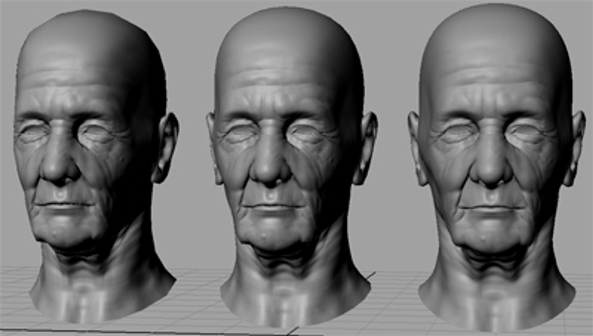 3d head old man polygons