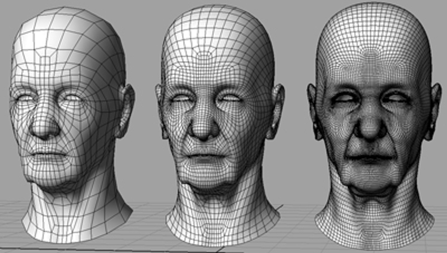 3d head old man polygons