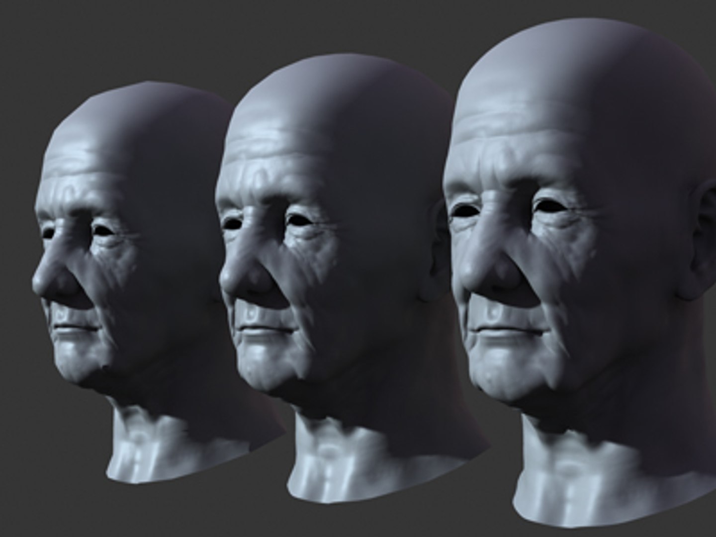 3d head old man polygons