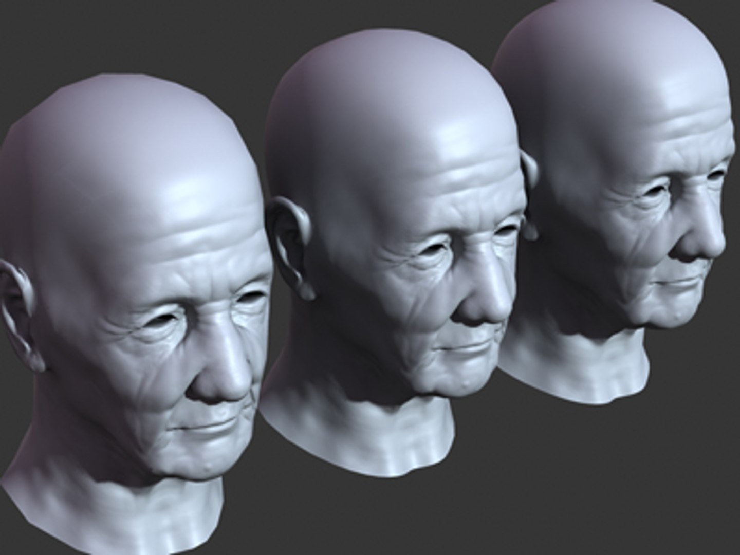 3d head old man polygons