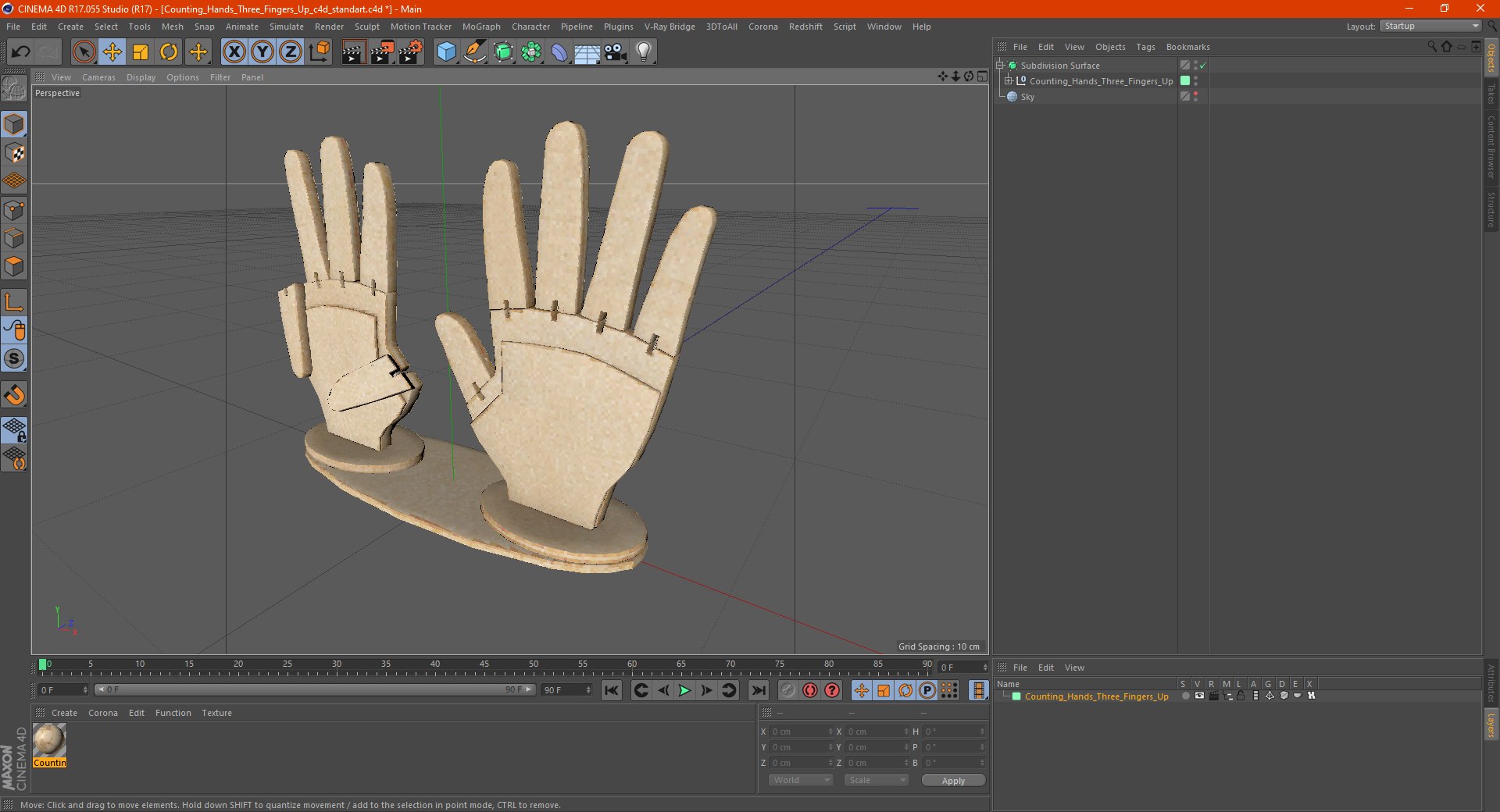 Counting Hands Three Fingers Up 3D - TurboSquid 1818367