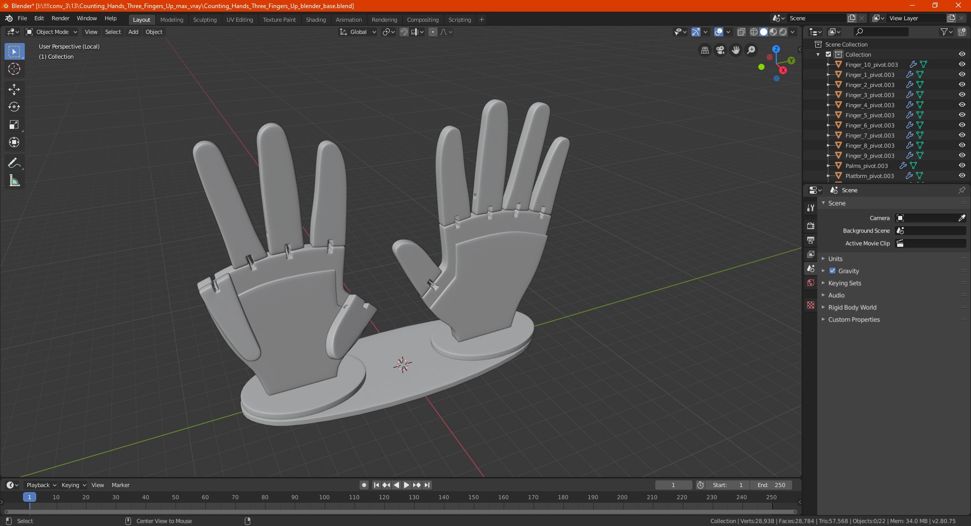 Counting Hands Three Fingers Up 3D - TurboSquid 1818367