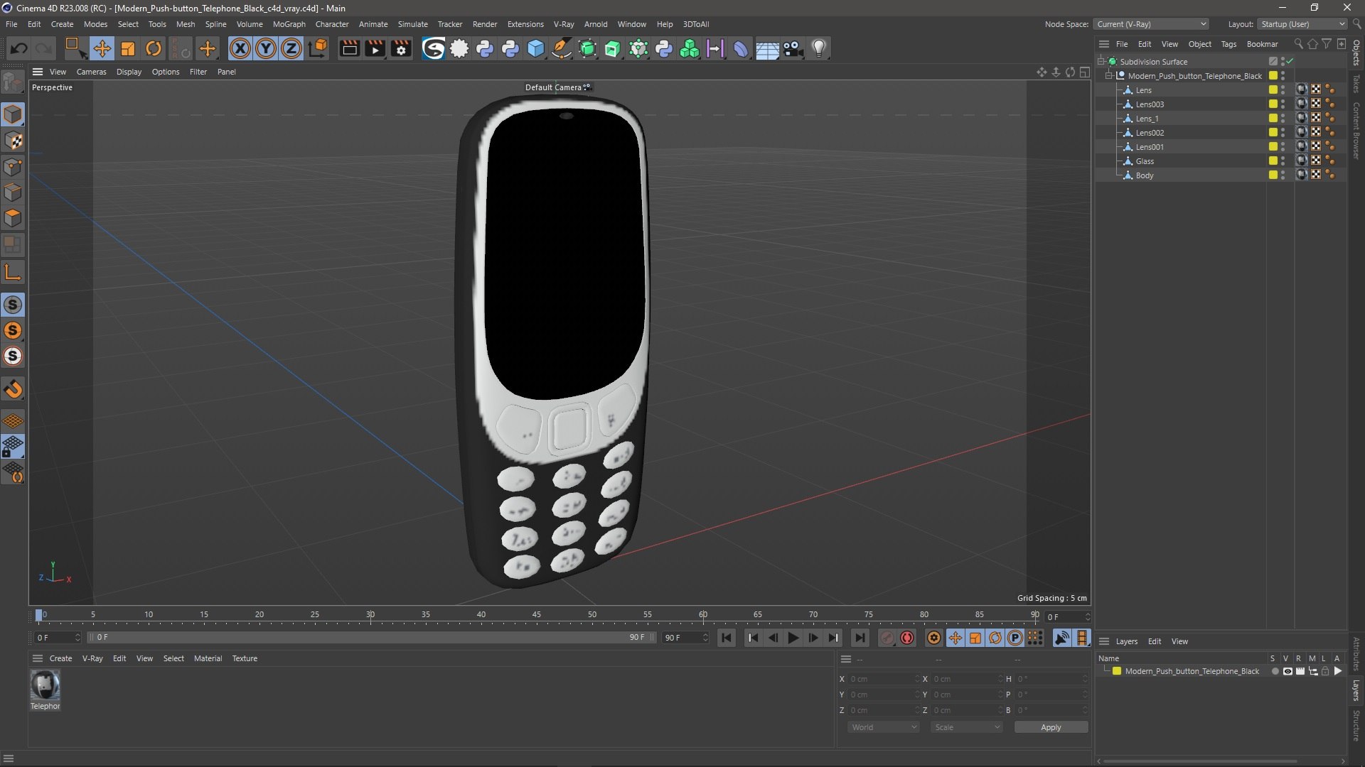 3D Model Modern Push-button Telephone Black - TurboSquid 2273066
