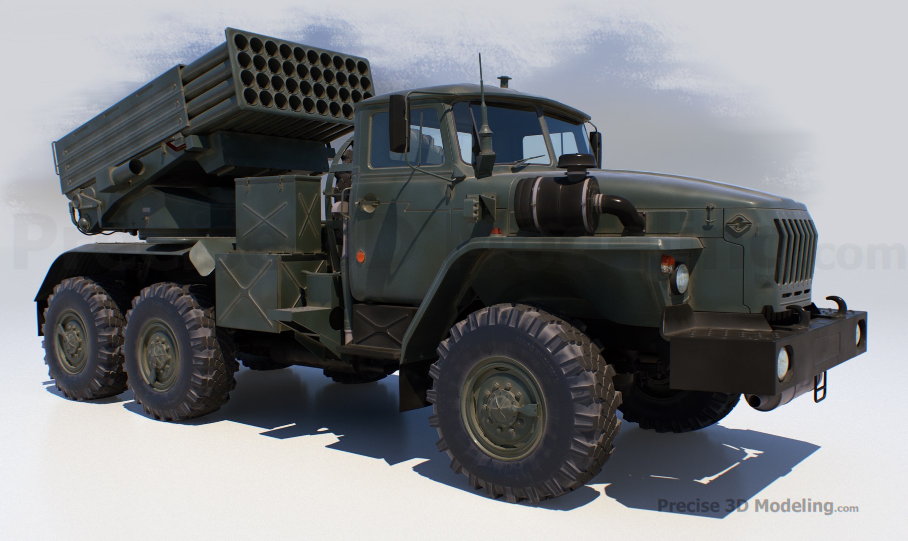 BM-21 Soviet Truck-mounted 122 Mm Multiple Rocket Launcher Model ...