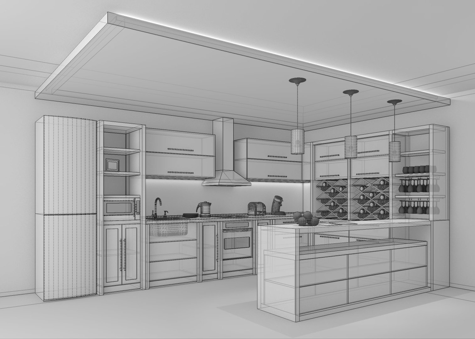3d Kitchen Design Interior Model