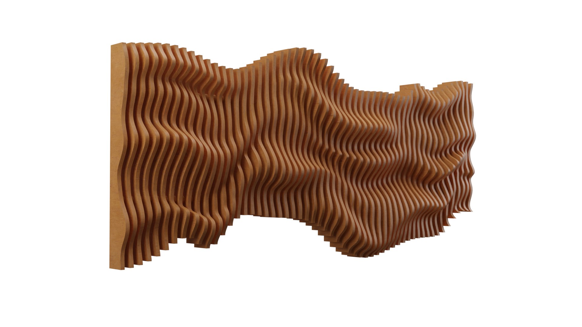 3D Model Parametric Wavy Wooden Wall Decor - 01 -CNC Files For Cutting ...