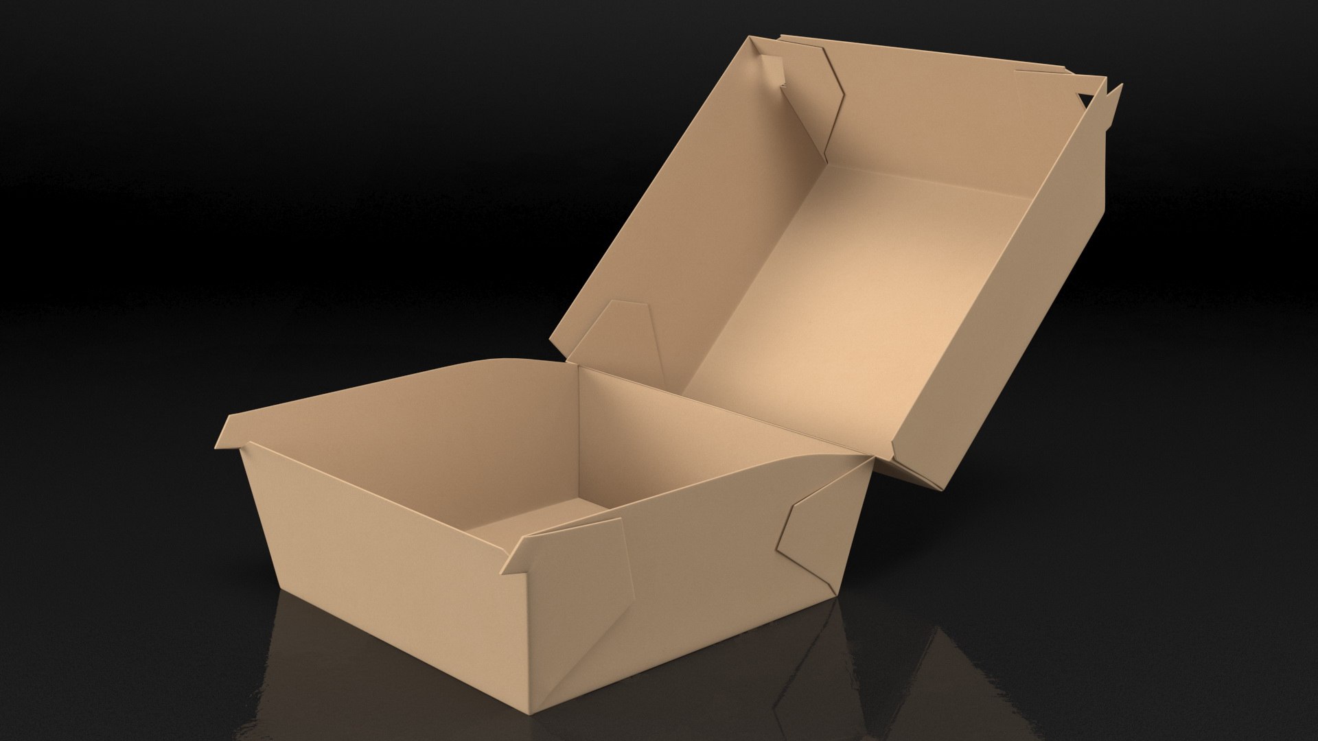 Burger Box Brown Open Empty model - TurboSquid 1852261