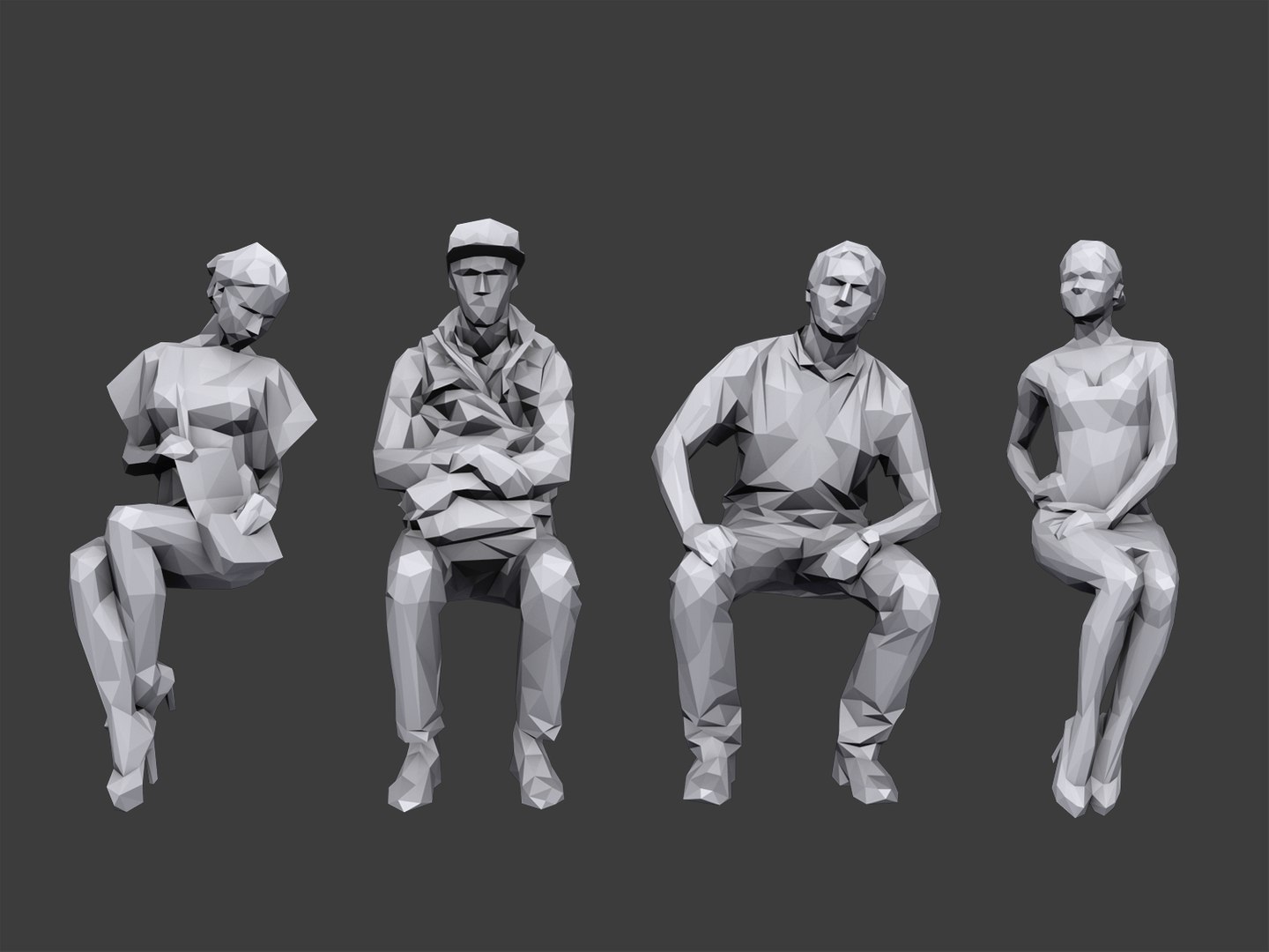 3d Sitting Characters