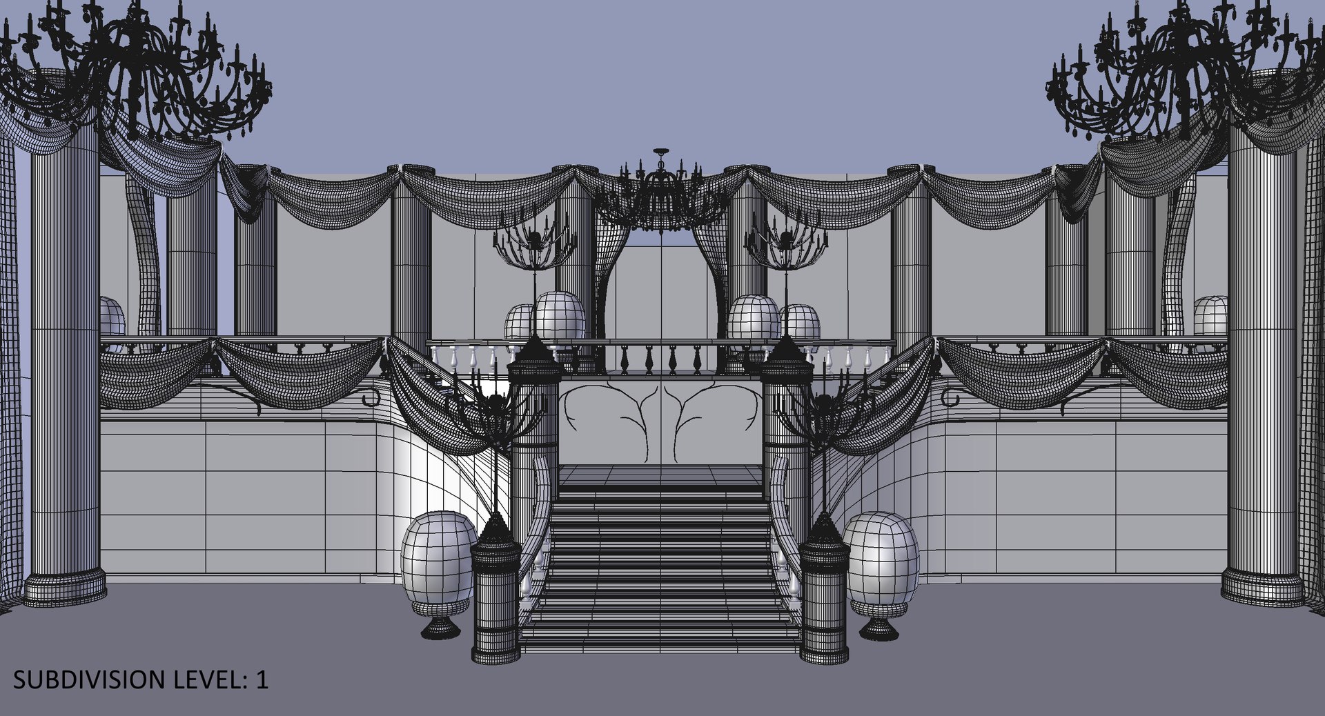3D Model Elegant Ballroom - TurboSquid 1182923
