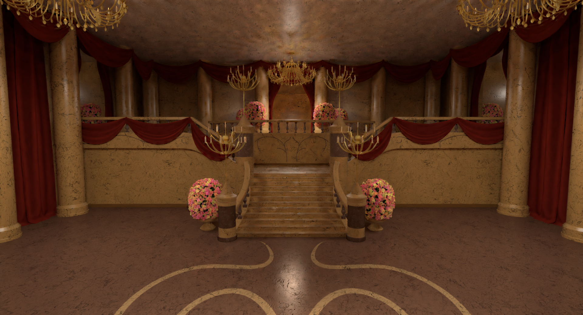 3D Model Elegant Ballroom - TurboSquid 1182923