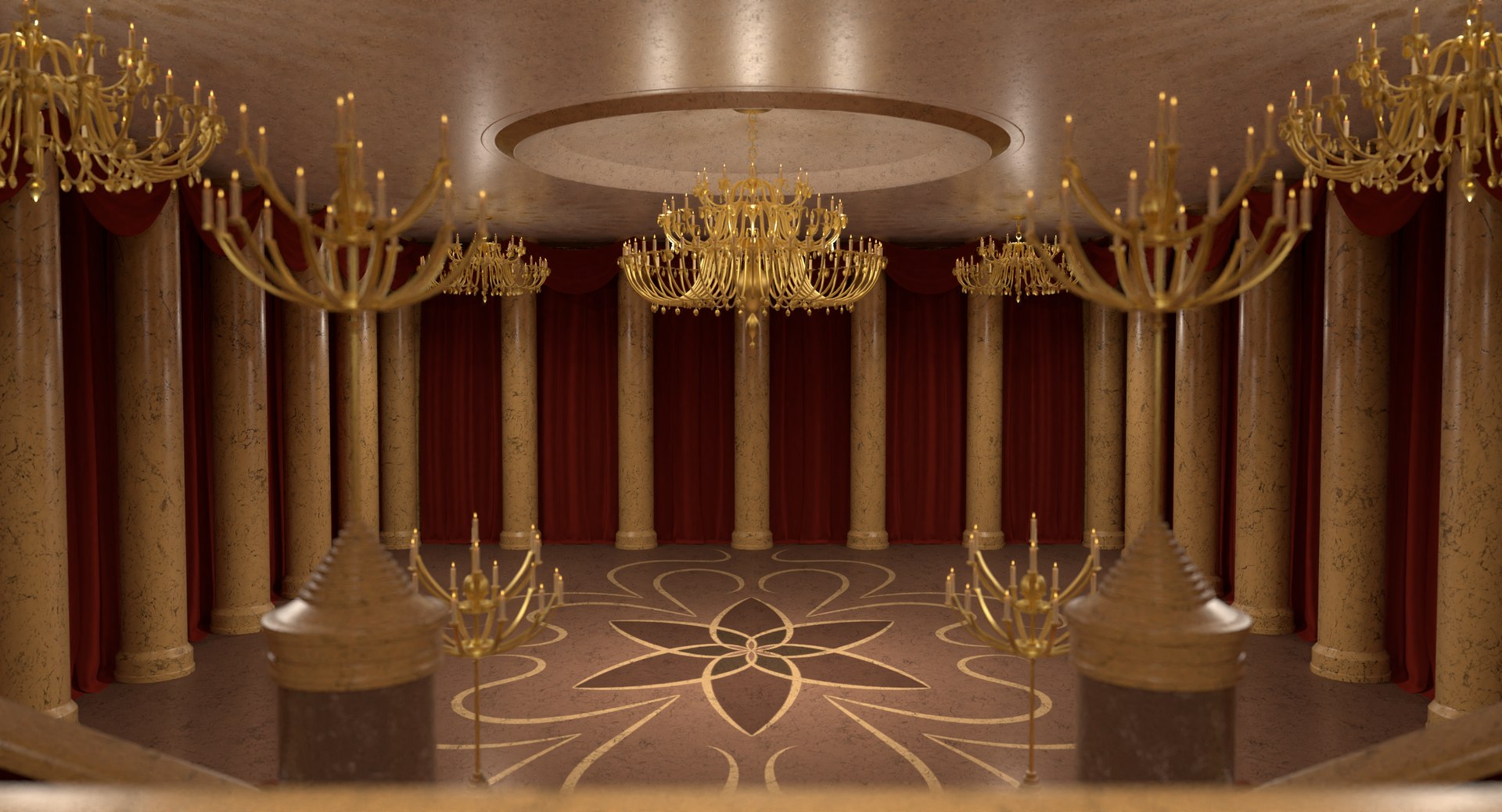 3D Model Elegant Ballroom - TurboSquid 1182923