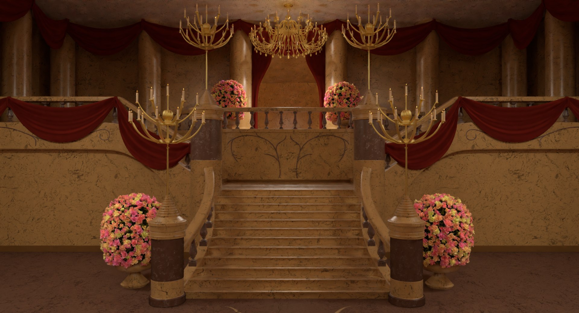3D Model Elegant Ballroom - TurboSquid 1182923