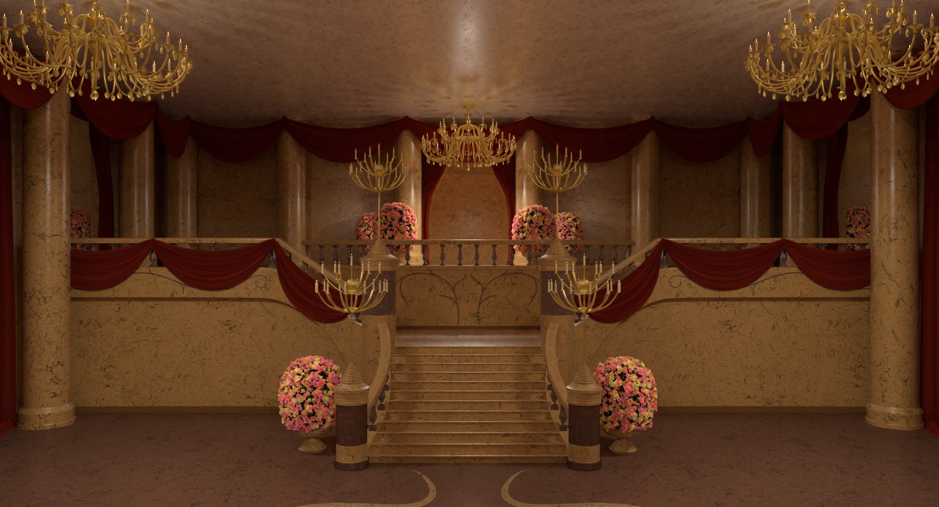 3D Model Elegant Ballroom - TurboSquid 1182923