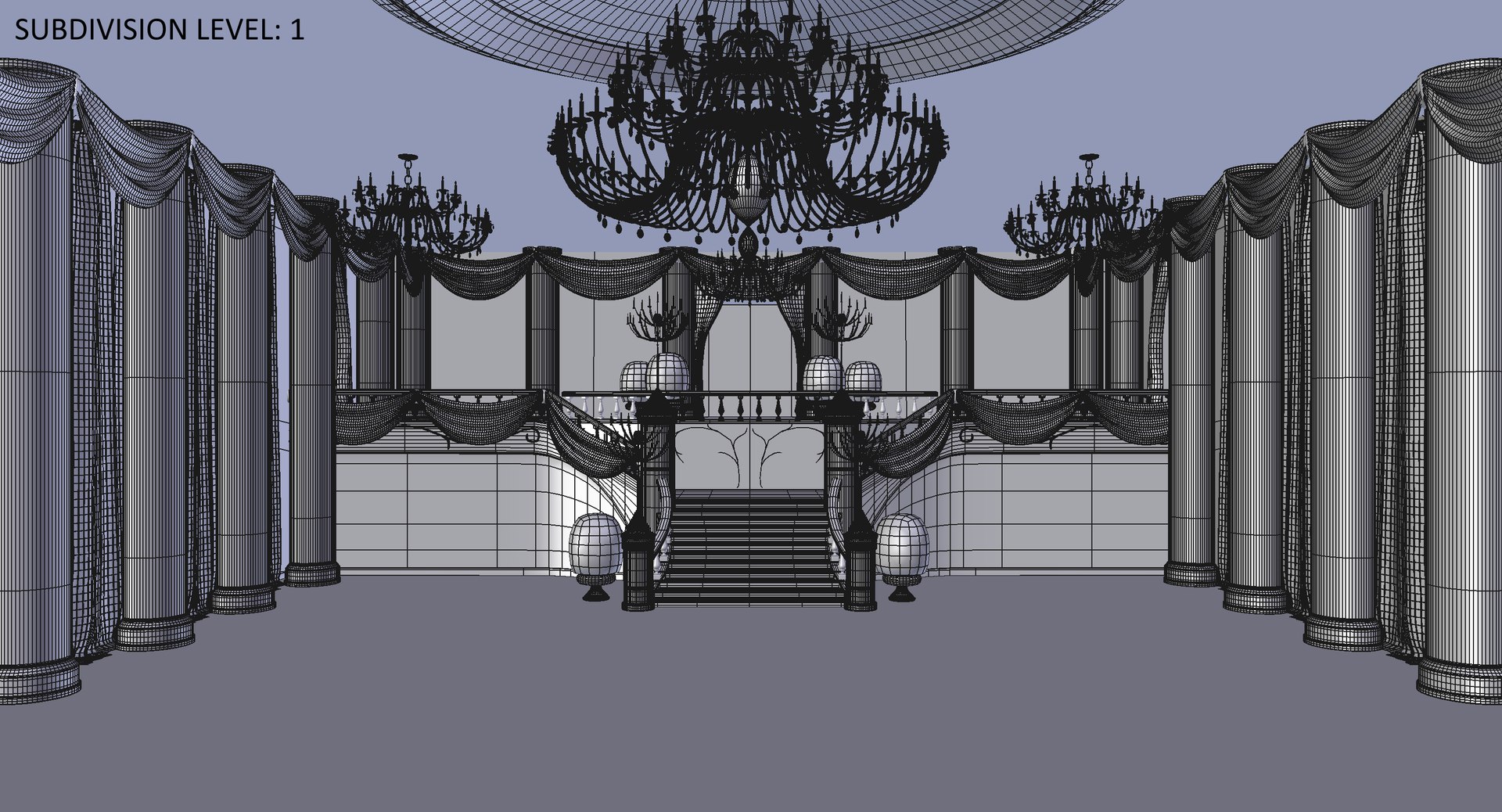 3D Model Elegant Ballroom - TurboSquid 1182923