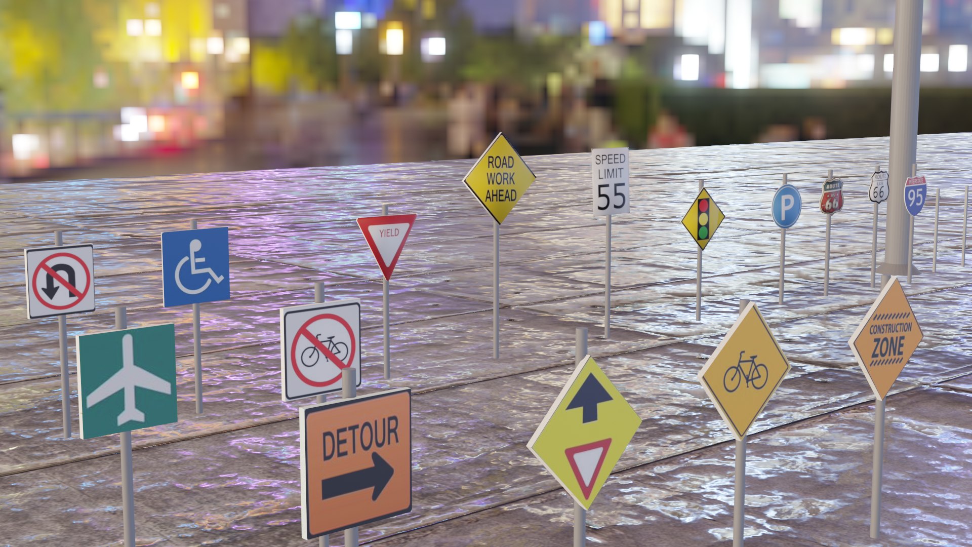 Road Sign Model Set Model - TurboSquid 2128487