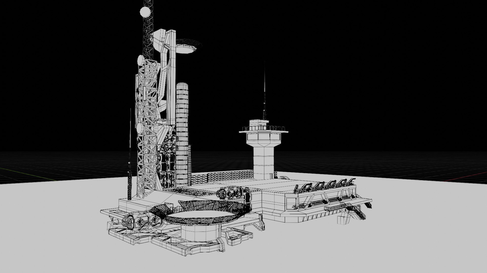 3D futuristic spaceship launch pad - TurboSquid 1956687