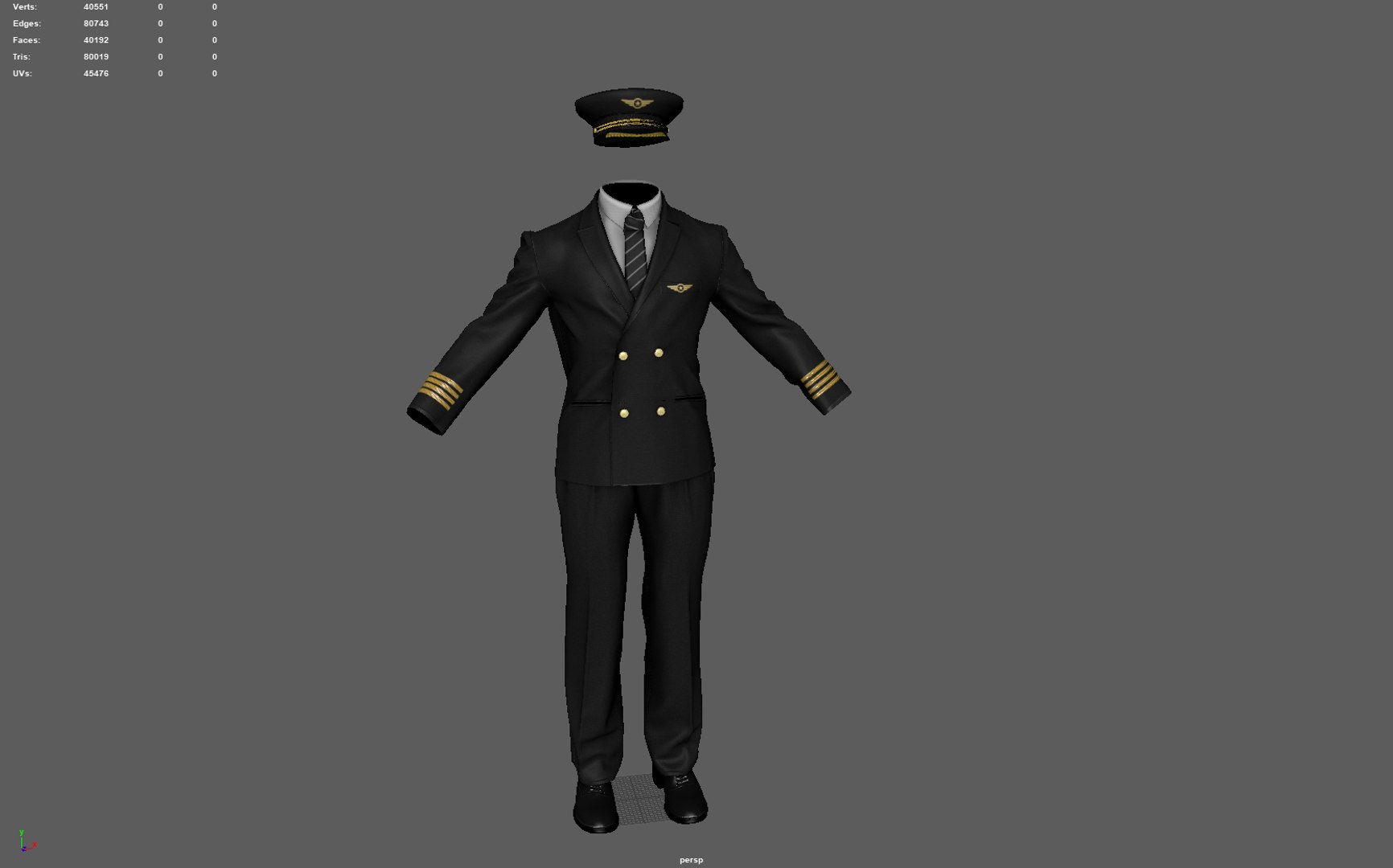 3D Airline Pilot Uniform Model - TurboSquid 2156405