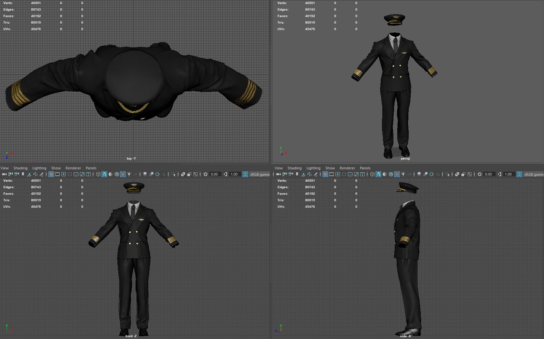 3D Airline Pilot Uniform Model - TurboSquid 2156405