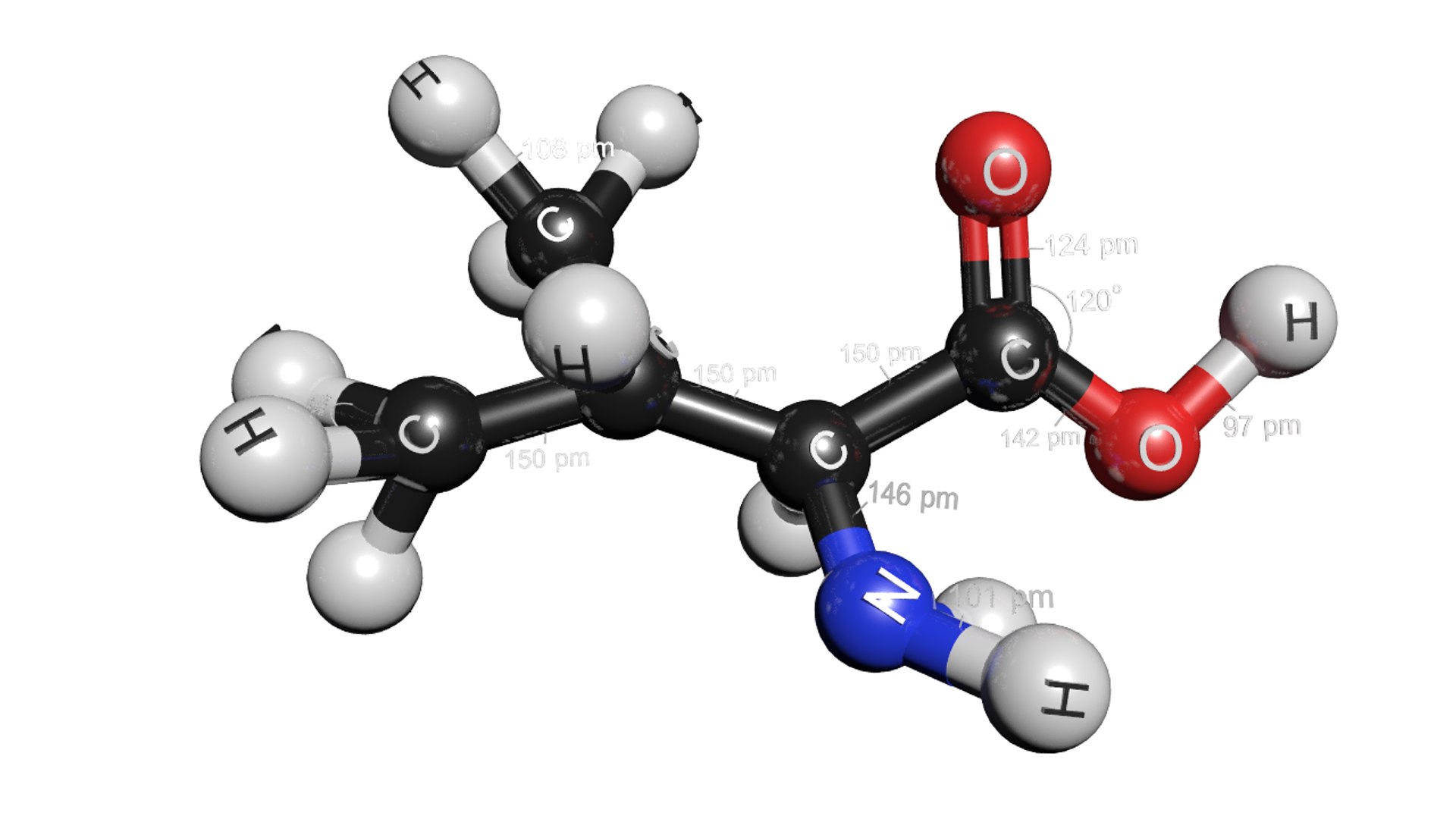 Valine molecule c5h11no2 3D model - TurboSquid 1427444