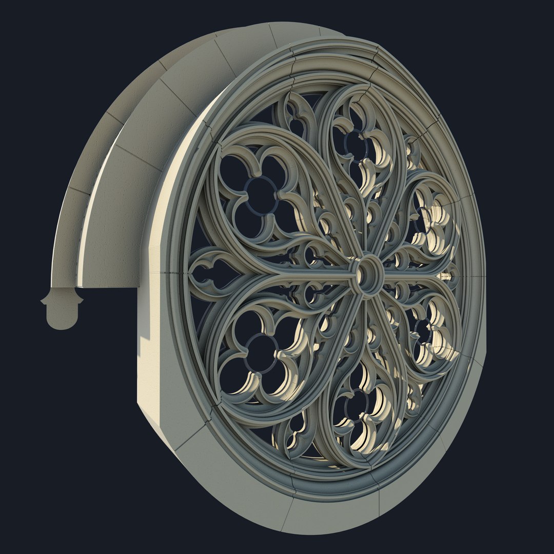 3d gothic rose window architectural model