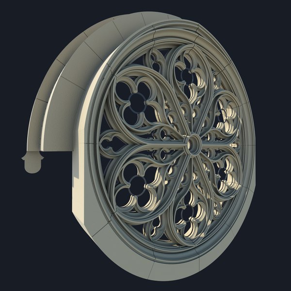 3d gothic rose window architectural model