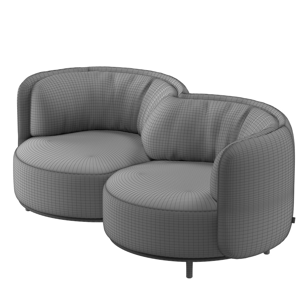 3D Model Natuzzi Wave 2 Seater Sofa By Nika Zupanc - TurboSquid 1753974