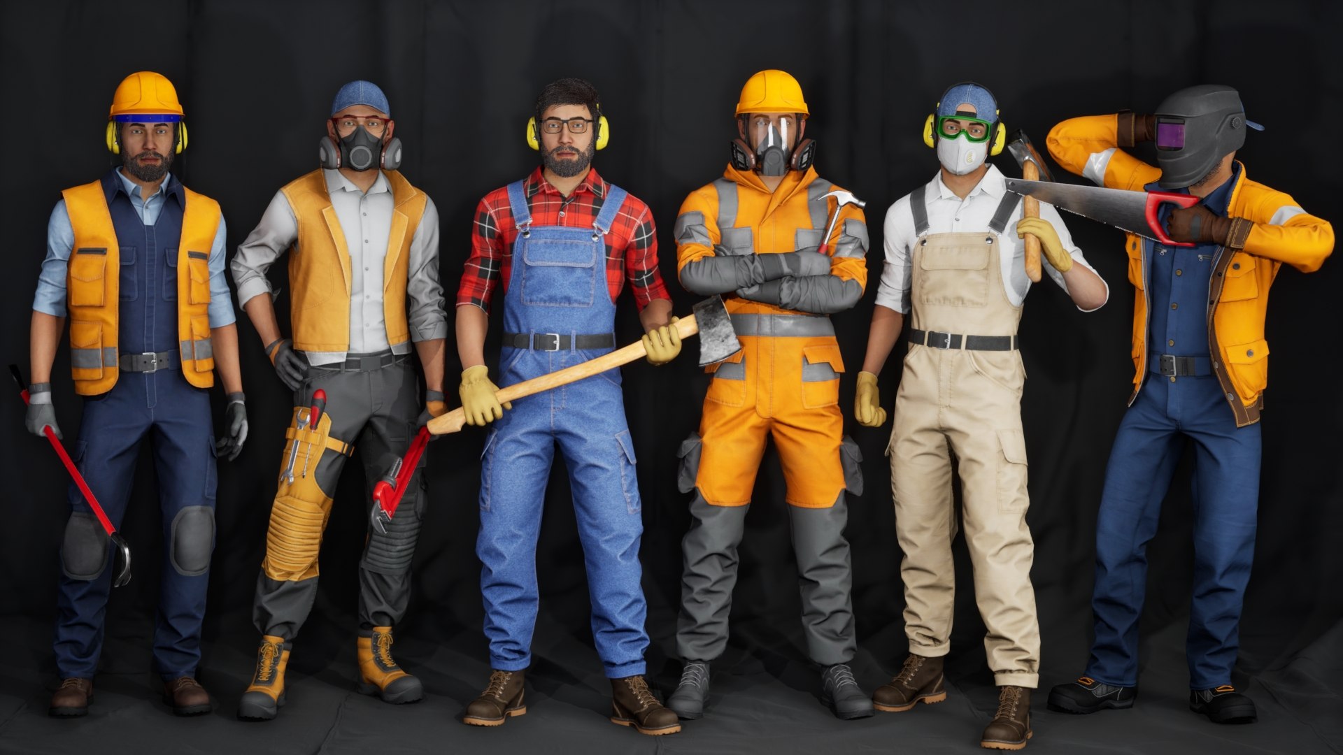 Workers Bundle 3D Model - TurboSquid 2358073