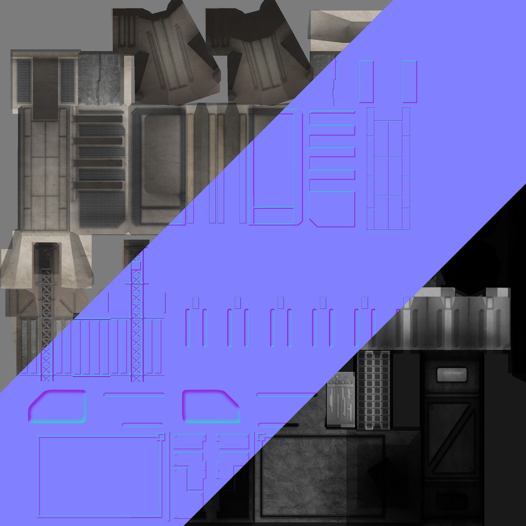 obj sci-fi barracks polys