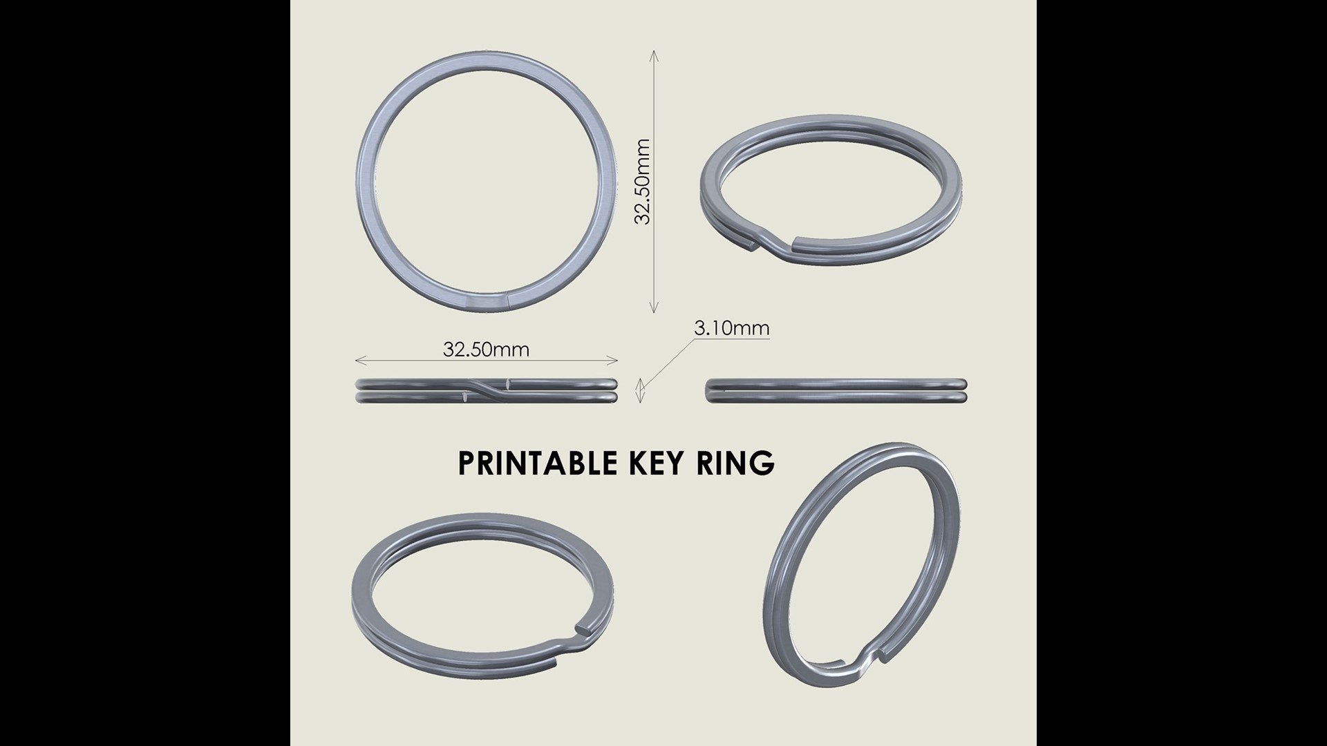3D Flat Key Ring - TurboSquid 2296651