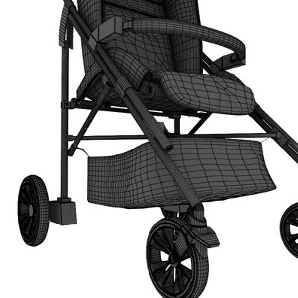 baby stroller blue 3d 3ds