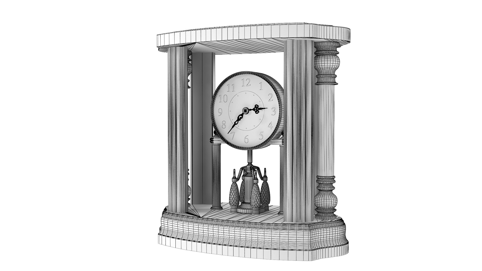 Classical table clock model - TurboSquid 1686498