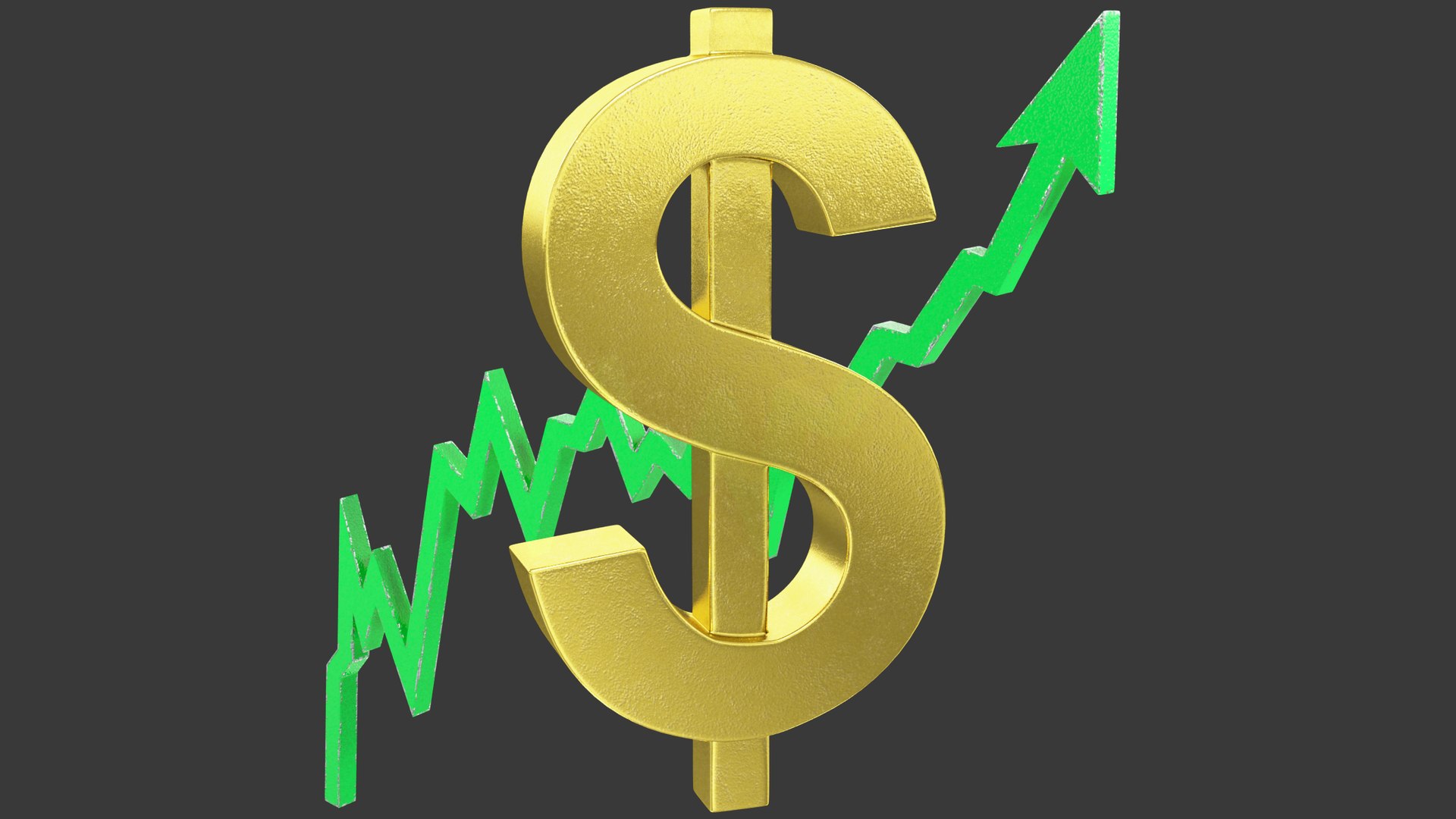 3D Model Graph Dollar Symbol Rising - TurboSquid 1640612