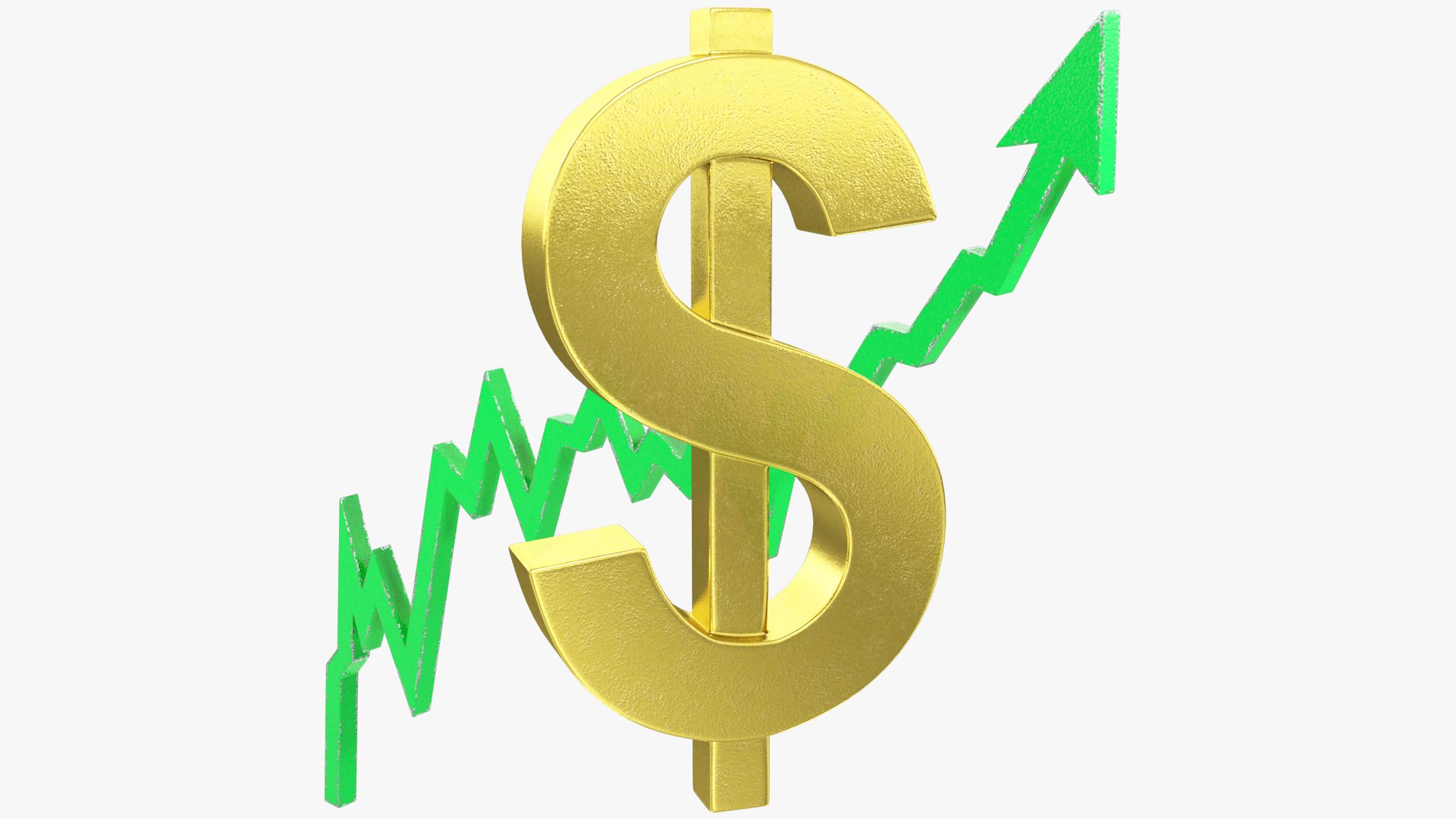 3D Model Graph Dollar Symbol Rising - TurboSquid 1640612