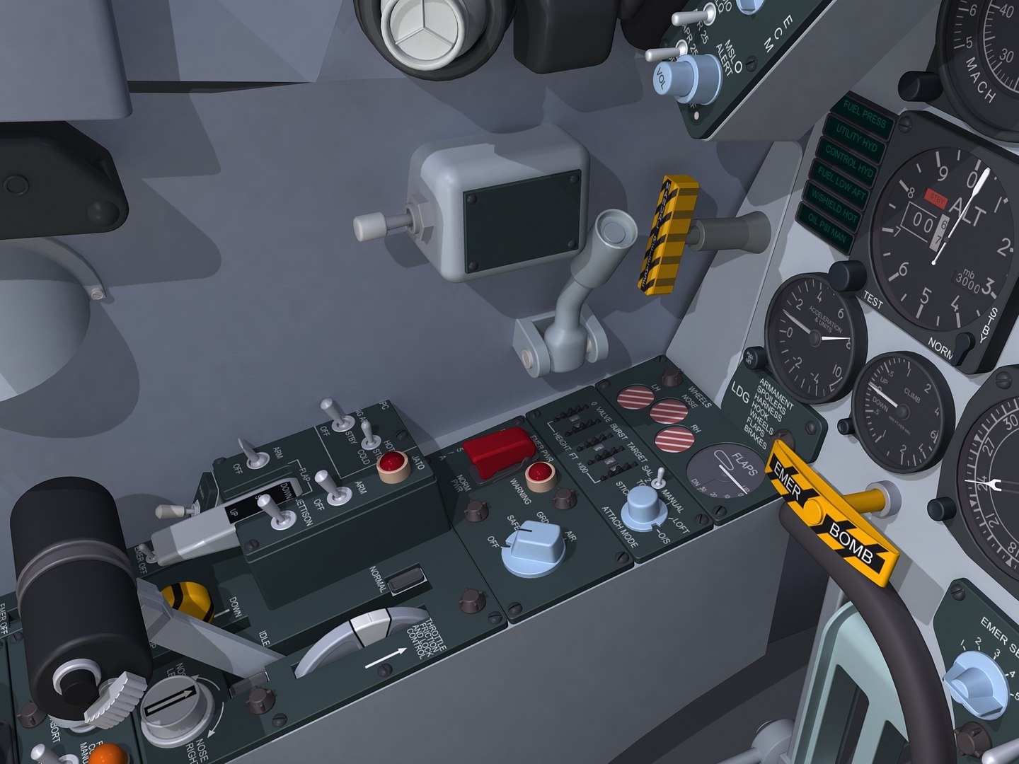 3d A-4m Skyhawk Cockpit Model
