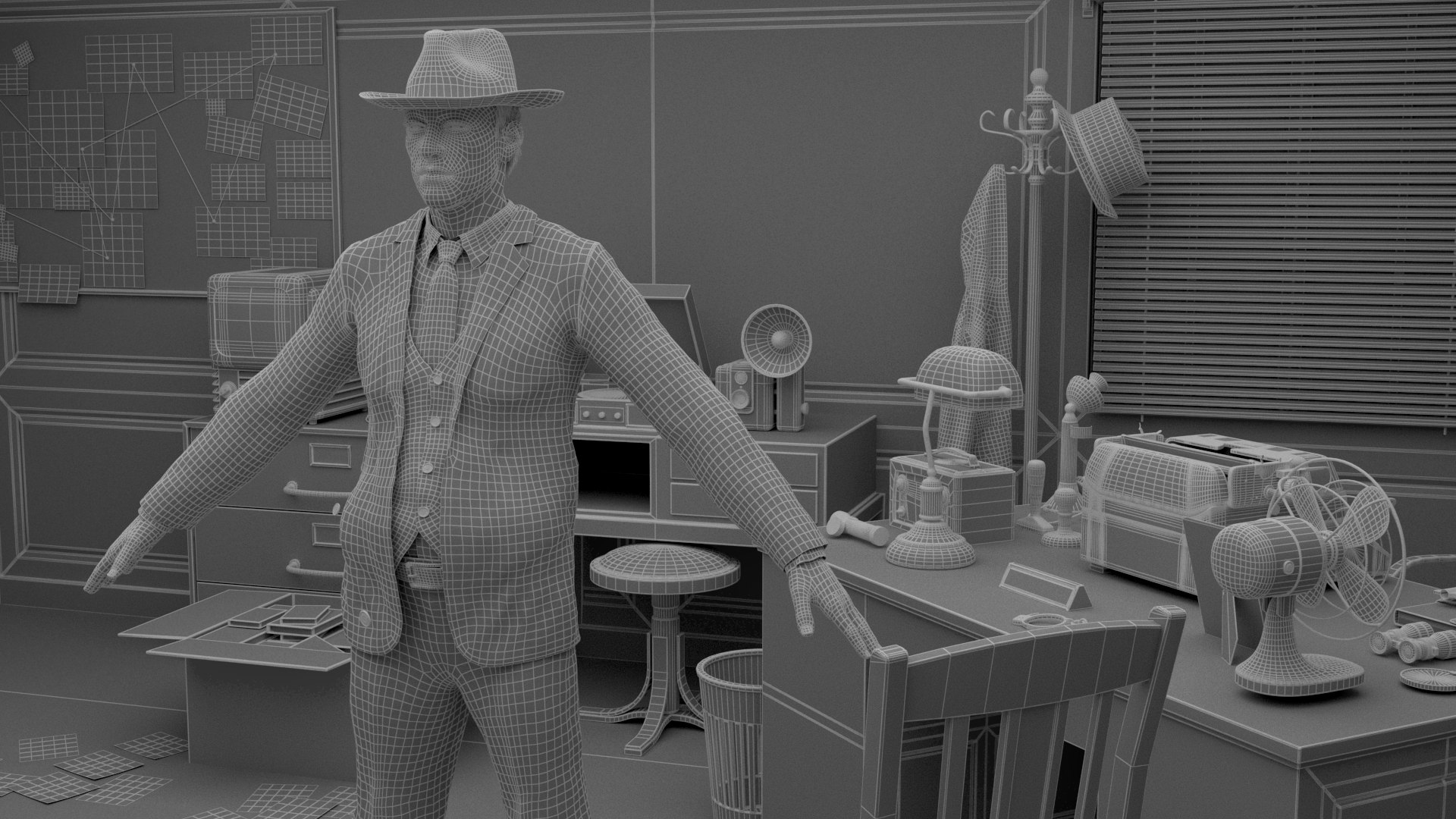 3D Detective Room With Rigged Figure Model - TurboSquid 2195371