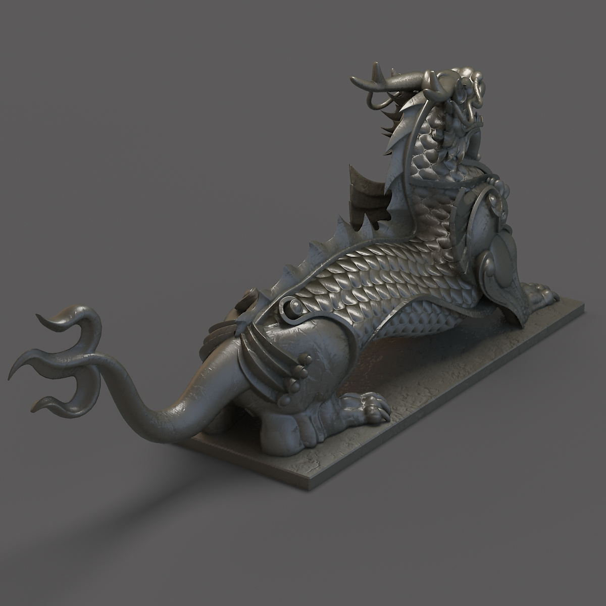 3d ancient dragon statue chinese