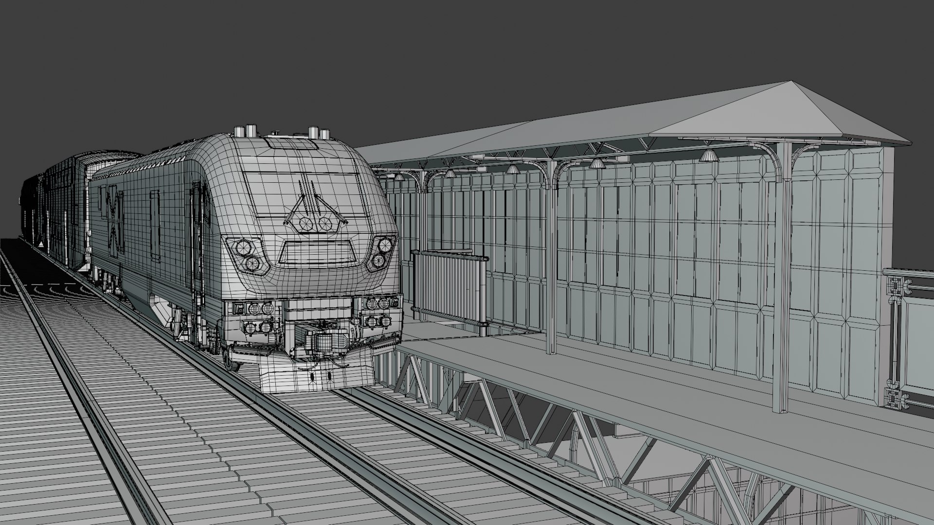 3D Model Station With BiLevel Train - TurboSquid 2312189