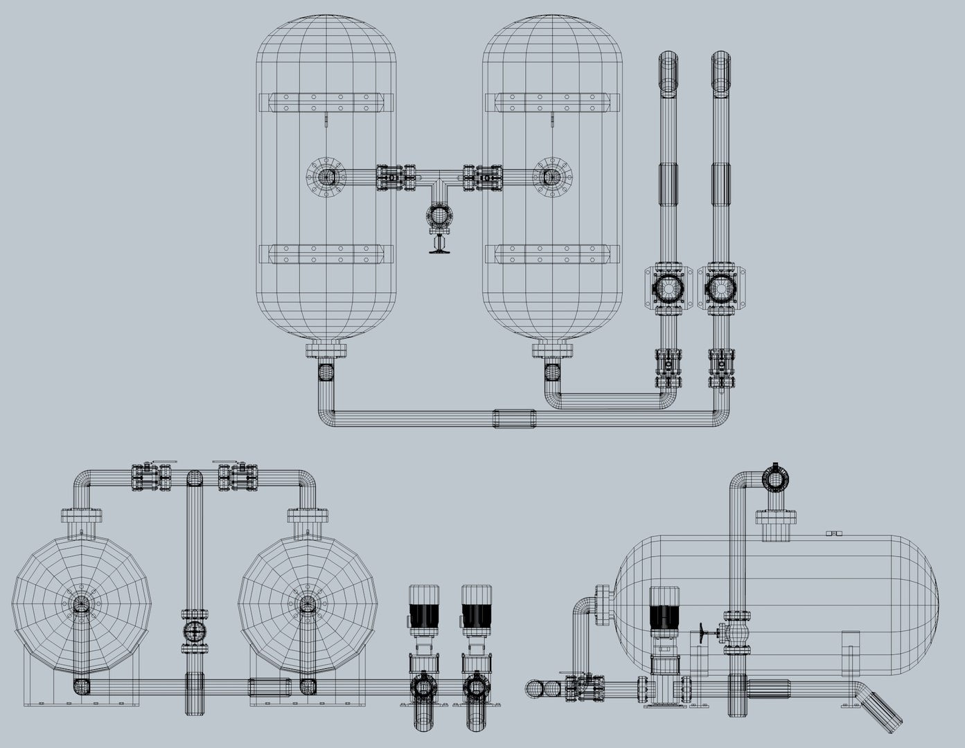 3d Pipe Assembly Model